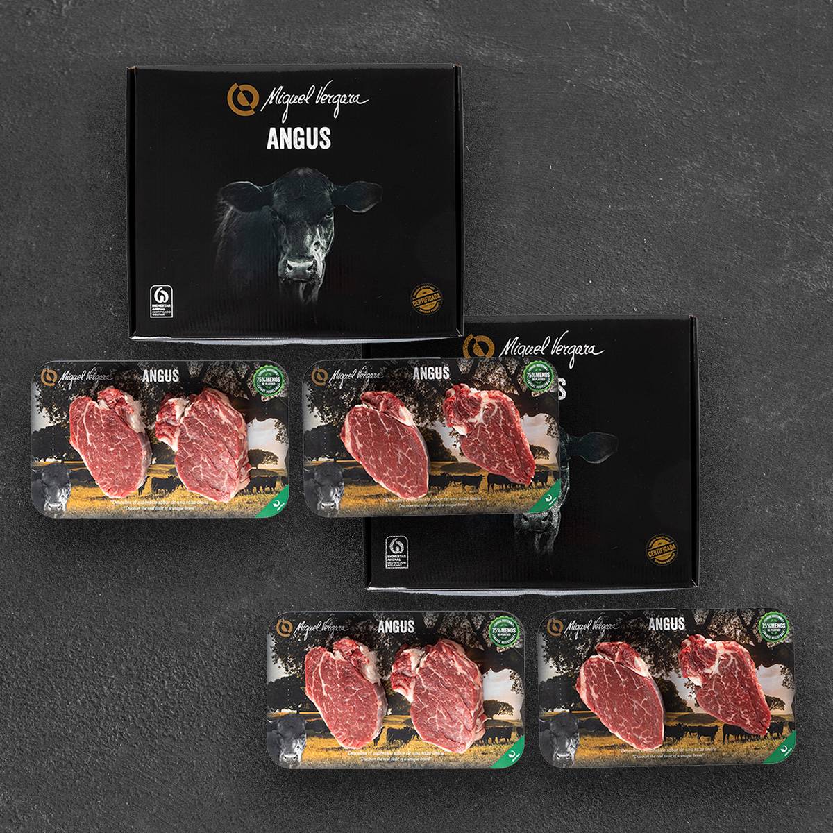 Pack de carne Angus: 2 Solomillos 4 cortes